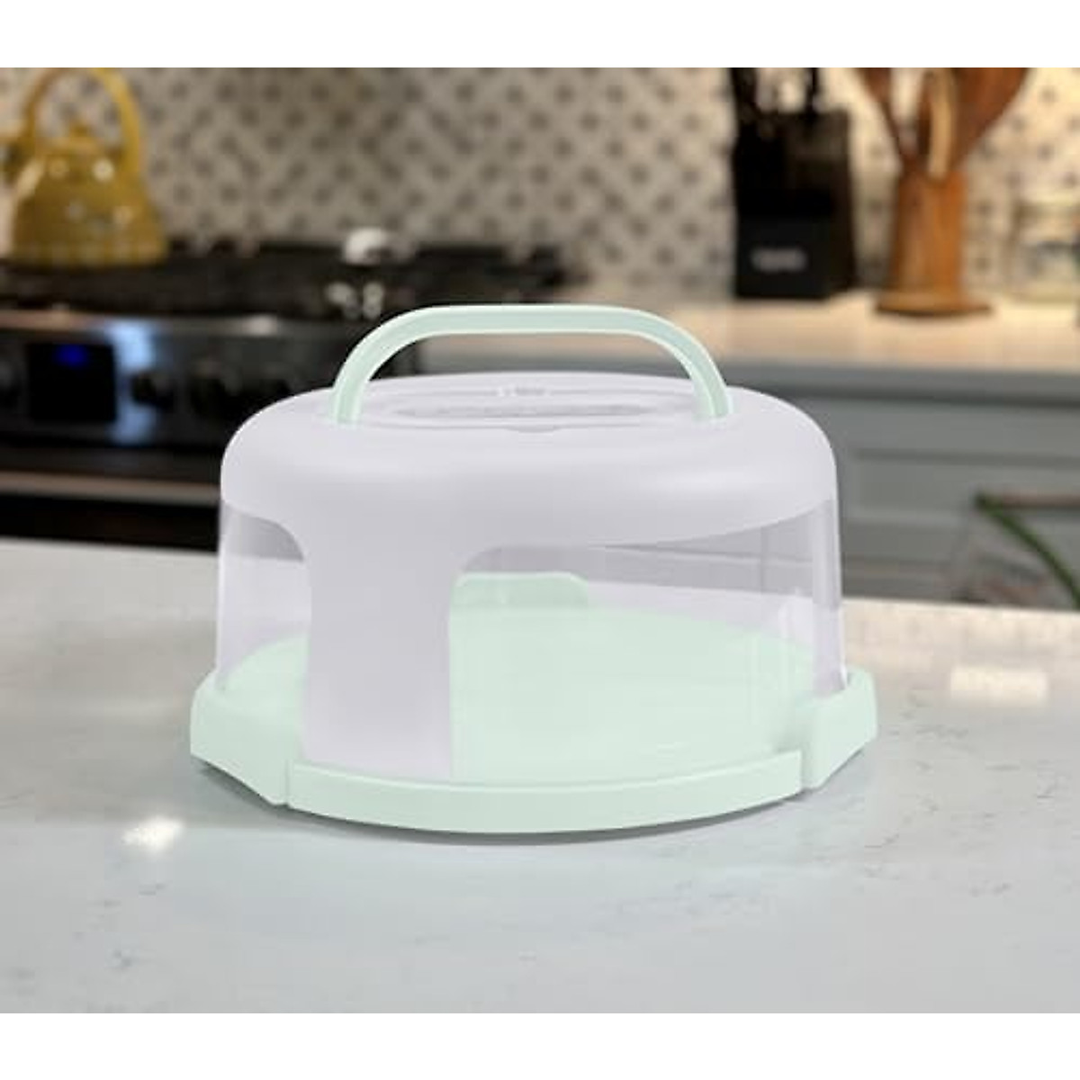 Kivi Cake Carrier with Lid and Handle – Practical Cake Holder with Lid and Sturdy Clamps – Multipurpose Cake Container 10 Inch - Cupcake Carrier fits 11 Cupcakes - Dishwasher Safe