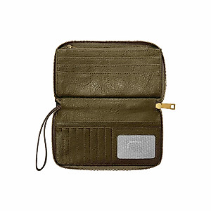 Fossil Women's Liza Eco Leather Wallet Zip Around Clutch with Wristlet Strap, Green Moss