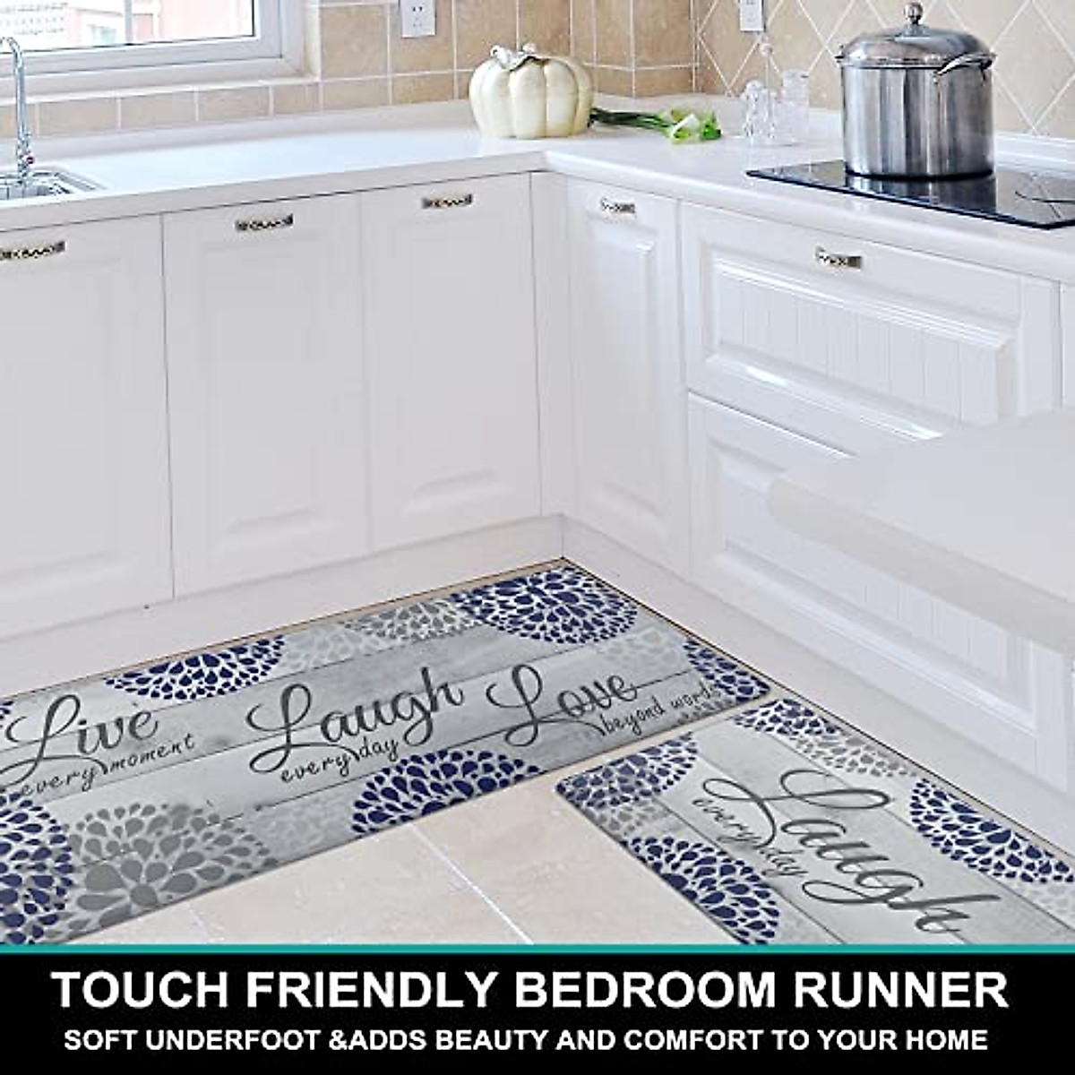 Homcomoda Kitchen Rugs Sets of 2 Non Slip Kitchen Mats for Floor Waterproof Kitchen Rugs and Mats Anti-Fatigue Standing Mats for Kitchen Work Station Sink Laundry.