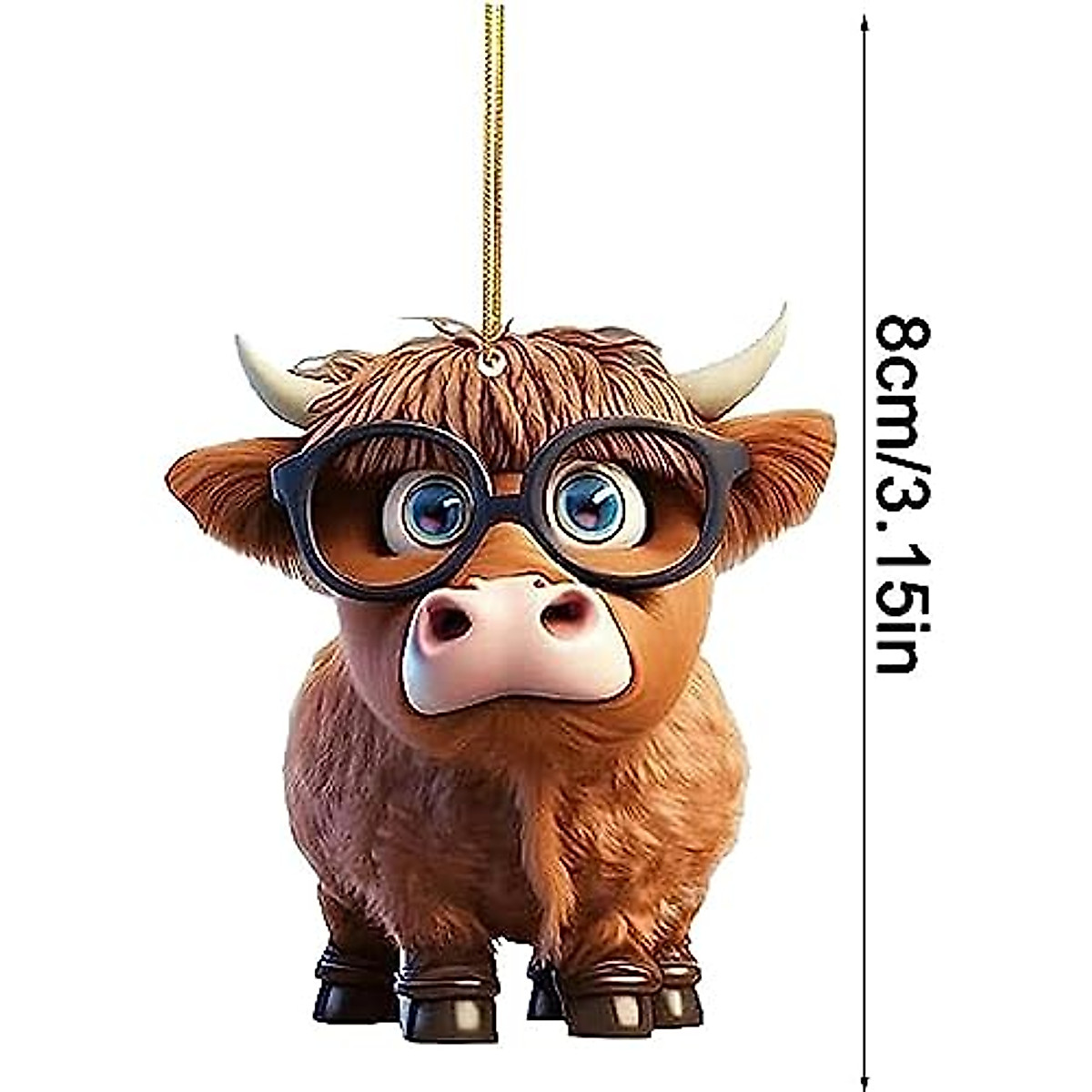 2Pcs Cute Cartoon Cow Car Pendant Home Tree Decoration, Christmas Tree Ornament, Home Decor,Highland Cow Pendants Christmas Tree Decorations