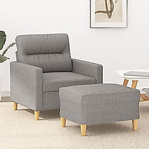 vidaXL Sofa Chair with Footstool Living Room Leisure Relax Single Couch TV Sofa Chair Seating Armchair Seat Furniture Light Gray Fabric