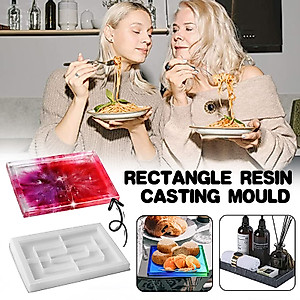 Large Resin Molds Silicone, Large Tray Molds for Resin Casting Cool Rolling Tray Epoxy Silicone Molds Easy to Release,Rectangle Resin Casting Molds with Edges