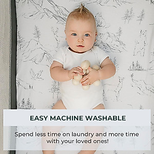 Pobibaby - 2 Pack Premium Pack N Play Sheets Fitted for Standard Pack and Plays and Mini Cribs - Ultra-Soft Cotton Blend, Stylish Woodland Pattern, Safe and Snug for Baby (Explore)