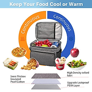 IKNOE Large Cooler Bag Collapsible 15 Can Insulated Bags, 10L Leakproof Lunch Cooler Tote with Multi-Pockets for Adult Insulated Lunch Box for Beach, Picnic, Work(Grey)