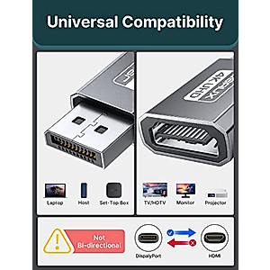 JSAUX 4K DisplayPort to HDMI Adapter 2-Pack, DP PC to HDMI Monitor Converter Video UHD 2K@120Hz,4K@30 DP to HDTV Male to Female Uni-Directional Adapter Compatible for Dell, Lenovo, HP,GPU, AMD -Grey