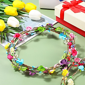 Yunsailing 64 Pcs Light up Flower Headband LED Hair Crown Girl Headpiece Luminous Tiara Glowing Floral Headdress(Classic)