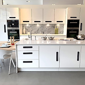 Westablize 12 Pack 5 Inch 128 mm Matte Black Cabinet Handles Aluminum Drawer Pulls Sliding Door Pulls