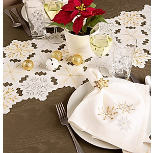 DII Holiday Dining Table Linen Sparkle Metallic Kitchen Décor, Napkin Set, 20x20, Gold & Silver Snowflakes, 6 Piece