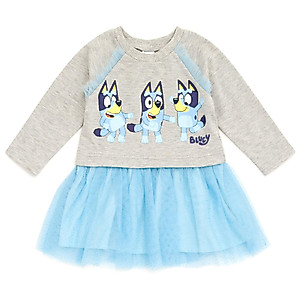 Bluey Little Girls French Terry Tutu Dress 6 Blue