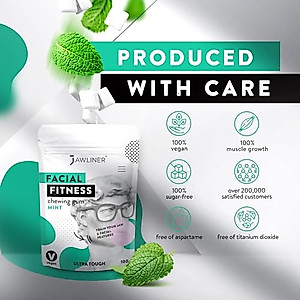 JAWLINER Fitness Chewing Gum (2 months pack) Jawline Sugar Free Mint Gum - - Jawline Exerciser For Mewing And Shapen The Jaw - 15x Harder Than Regular Gum
