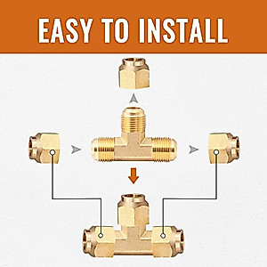 SUNGATOR Flare Tee Fitting, 3/8" x 3/8" x 3/8" Male Flare Brass Fittings for Gas Burner, BBQ Grill, etc.(2 Pcs)