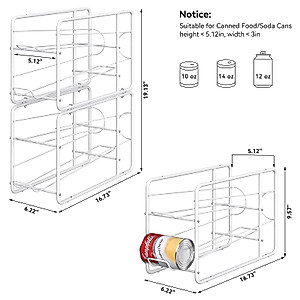 MOOACE 4 Pack Can Dispenser Rack, Stackable Can Storage Organizer Holder for Canned food Kitchen Cabinet Pantry Countertop, White
