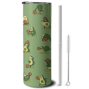 20 oz Avocado Skinny Tumblers with Lid and Straw, Avocado Stainless Steel Vacuum Insulated Travel Coffee Mug Cup Water Bottle, Avocado Decor Stuff Accessories, Gifts for Women Girls Avocado Lover