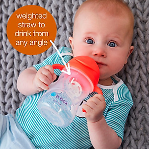 box Sippy Cup with Weighted Straw. Drink from any Angle, Leak Proof, Spill Proof, Easy Grip. BPA Free. For Babies 6m+ to Toddlers (Apple, 8oz)