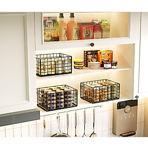 X-cosrack Metal Wire Basket Pantry Basket Foldable Cabinet Organizer with Handles-6 Pack-12"x9"X6", Food Storage Freezer Organizer Bins for Kitchen Bathroom Laundry Closet Garage - Patent Design