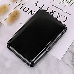 ELFISH RFID Blocking Credit Card Protector Aluminum ID Case Hard Shell Business Card Holders Metal Wallet for Men or Women (Black)