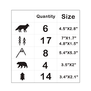Woodland Animals, Trees and Mountains Wall Decals, Vinyl Stickers for Bedroom, Living Room, School, Nursery Wall Decals, Room Decor A44 (Black)