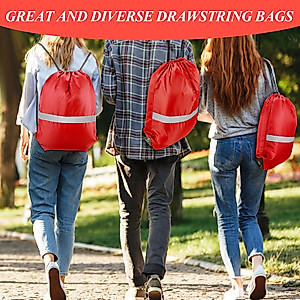 30 Pieces Reflective Drawstring Backpack Bags Sports Gym Cinch Bags Cinch Sack Tote Bags for School Yoga Sport Traveling (Red)