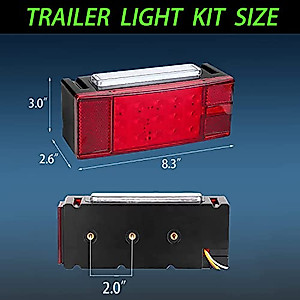 Serlainxin Boat Trailer Lights, Waterproof Trailer Lights Kit, Brake Running Tail Turn Signal License Plate, Heavy Duty Submersible Rear Lights for Trailers, Truck, Marine Boat