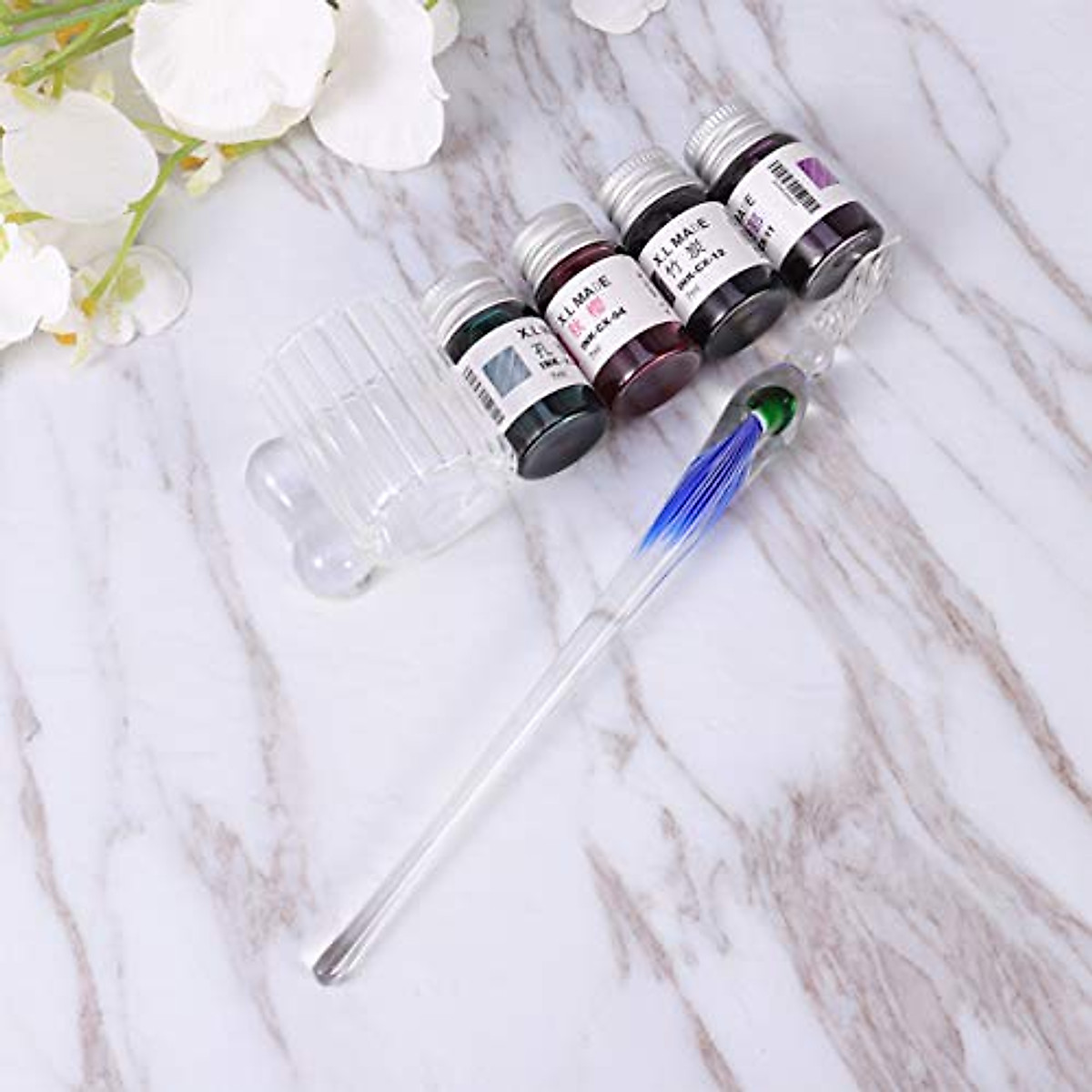 Holibanna Stocking Stuffers Christmas Gifts Christmas Gifts Stocking Stuffer Gifts Crystal Glass Dip Pen with Ink Sign Pen Calligraphy Pens Set Gift Boxed Gifts 1 Set Yule Gifts