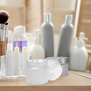 15 Pack, 2 oz 60ml Frosted Glass Jars with Silver Lids & Inner Liners, Empty Matte Clear Round Refillable Cosmetic Containers Travel Jars for Cosmetics,Body Butter,Scrubs,Face Cream Lotion and More