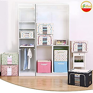 GUO FENG DIAO Steel Frame Storage Box Oxford Cloth Storage Box Quilt Storage Box Folding Wardrobe Fabric Extra Large Storage Bag