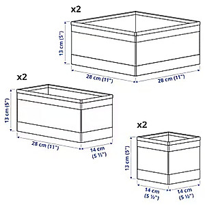 I-K-E-A SKUBB Storage Organizer Box Set of 6 White Polyester/Polypropylene