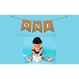 ONE High Chair First Birthday Burlap Banner | First Birthday Party Rustic Theme Decoration for boy or Girl | 1st Birthday Party Supplies | Happy Birthday Banner for Nursery Decor Product Name