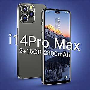 Unlocked Cell Phones, I14pro Android 8.1 Smartphones HD Full Screen Phone, Facial Recognition Unlocked Smart Phone, 2+16GB RAM, Dual SIM Card, 2800mAh Large Battery (Black)