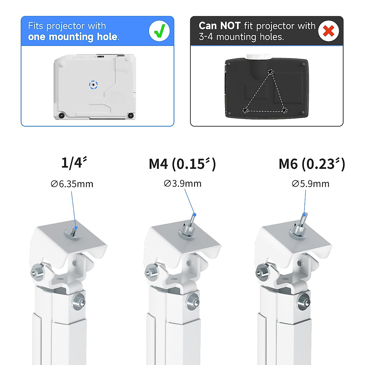 Suptek Extended Mini Projector Ceiling Mount Adjustable Wall Mount with Thread Adapters for Projector DVR Camera, Max 21inch (PR05MINI)
