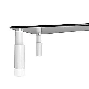 Mount Plus STB101 22.5 Inch Wide Tempered Glass Monitor Riser Desktop Stand Height Adjustable Table Top for Flat Screen LCD LED TV, Laptop, Notebook, Display (1 Pack)