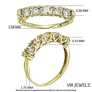 VIR JEWELS 1 cttw 5 Stone Champagne Diamond Wedding Engagement Ring 14K Yellow Gold Round Size 7.5