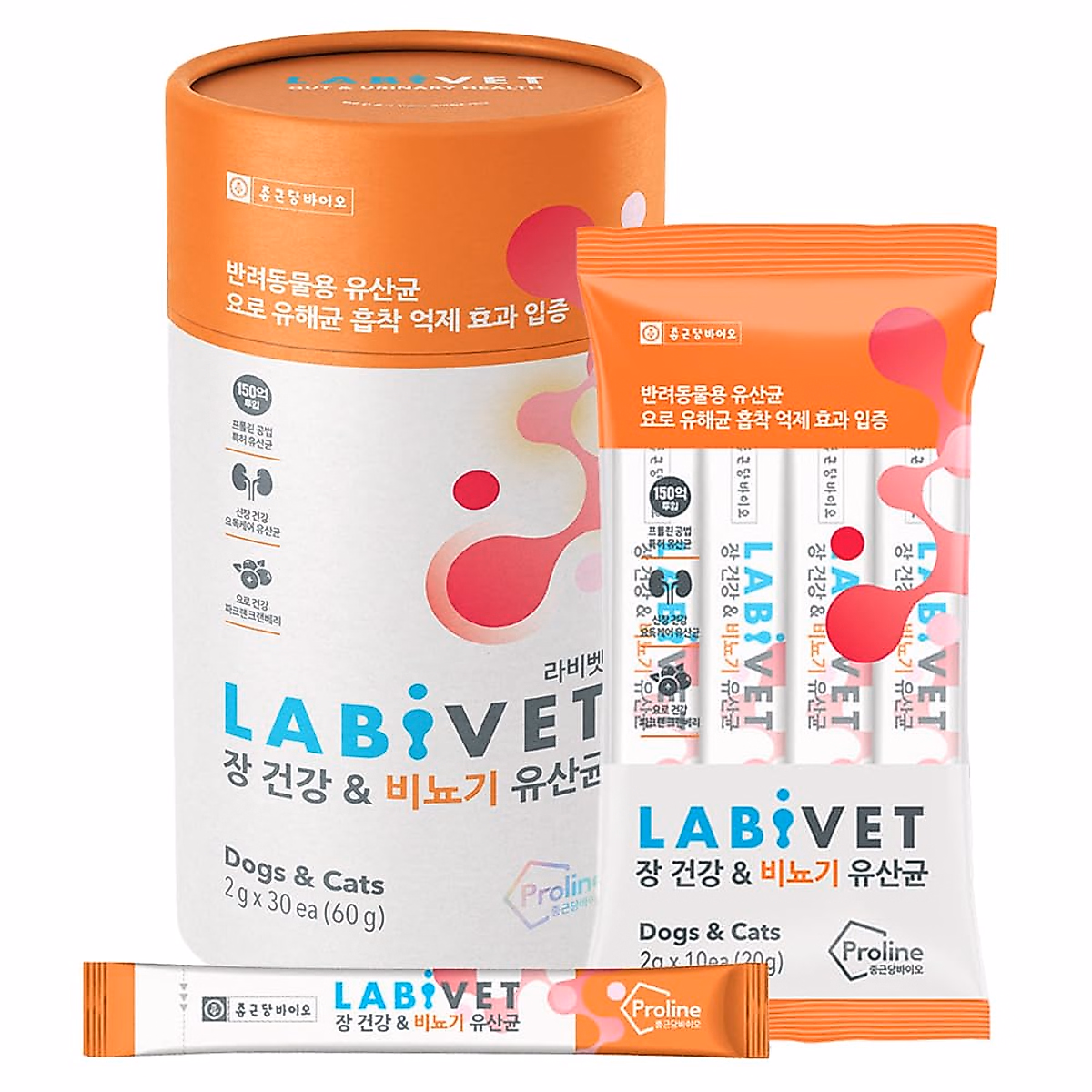 Labivet Probiotics for Dogs and Cats, Gut Health & Urinary Supplements Powder Probiotic Dog Supplement, 30 Count (Pack of 1)