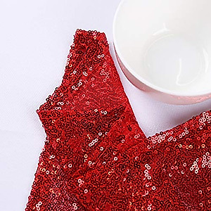 TRLYC 4Ft7Ft Photo Booth Backdrop Red Sparkly Wedding and Party Curtain