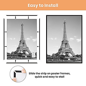 upsimples 16x24 Picture Frame Black 3 Pack, Scratch-Proof Poster Frames 16 x 24 for Photo Gallery - Slide-In Strips, Horizontal or Vertical Wall Mounting