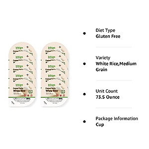 Bibigo Restaurant-Style Cooked Sticky White Rice, 7.4-ounce Bowls (Pack of 10)