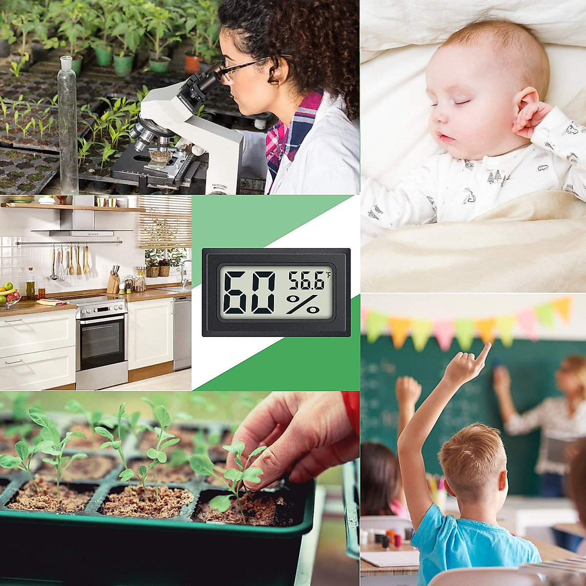 4-Pack Mini Digital Thermometer Hygrometer Indoor Humidity Monitor Temperature Humidity Gauge Meter with Fahrenheit (℉) for Humidors, Greenhouse, Garden, Cellar, Closet, Fridge Etc by DWEPTU