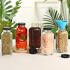 CUCUMI 24pcs 16oz Glass Juice Bottles with Lids, Reusable Vintage Glass Drinking Bottles with Blank Labels, Brush, Straws, Funnel for Storing Tea, Kombucha, Milk