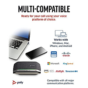 Poly Sync 20+ Personal Portable Bluetooth Smart Speakerphone (Plantronics) - USB-A UC Bluetooth Adapter - Connect Wirelessly to PC/Mac/Cell Phone - Works w/Teams, Zoom, & More - Amazon Exclusive