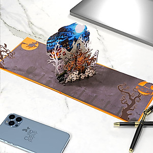 CUTE POPUP - Happy Halloween Pop Up Cards with Scaring Spooky Tree Design | Birthday Cards Holiday Card Pop Up in Autumn, 6x8 inches, Startled Present for Kids, Grandson and Adults