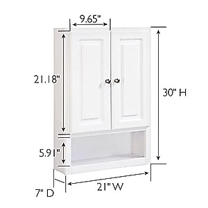 Design House Bathroom Wall Cabinet 2-Door, 1-Shelf, 21 x 30, White