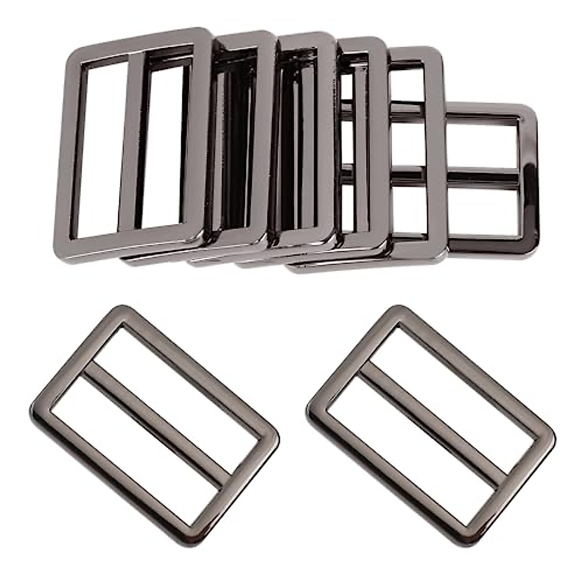 8 Pack Flat Metal Slide Buckle,1 1/4 Inch Tri-Glide Slides Metal Adjustable Belt Buckles Rectangle Strap Adjuster Suspender Strap Slider Belt Adjuster Sliders for Purse Bag Backpack (Gun Metal)
