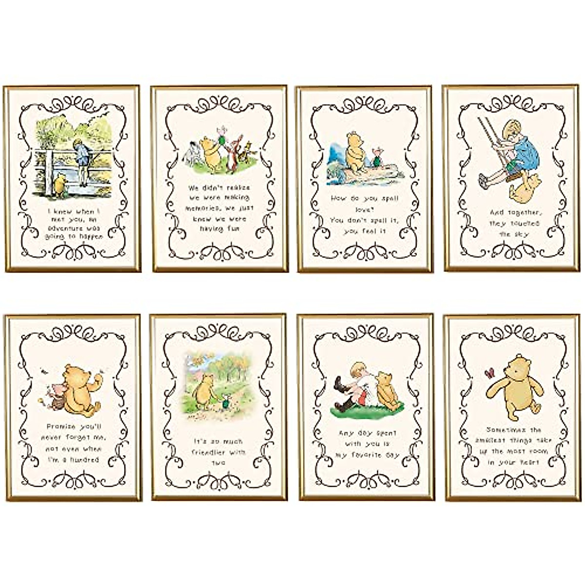 Unbala Classic Winnie Wall Decor Pooh Bear Quotes Prints Pattern A, 5x7 Inch Adorable For Baby Shower Decorations Nursery Art Birthday Centerpiece