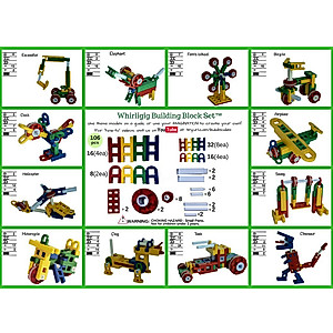 Whirligig STEM Toys for Girls & Boys | Building Blocks for 5 Year Old+ | Creative Construction Educational Engineering Set | 106 Pieces | Best Kids Gift Kit for Ages 5, 6, 7, 8, 9, 10 Yr.