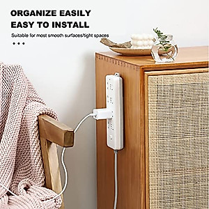 2023 Desktop Self-Adhesive Socket Fixer replacement, 12PCS Cable Management Punch Free Surge Protector, Cable Management Protector Adhesive Punch-Free Socket Holder for Kitchen Home and Office