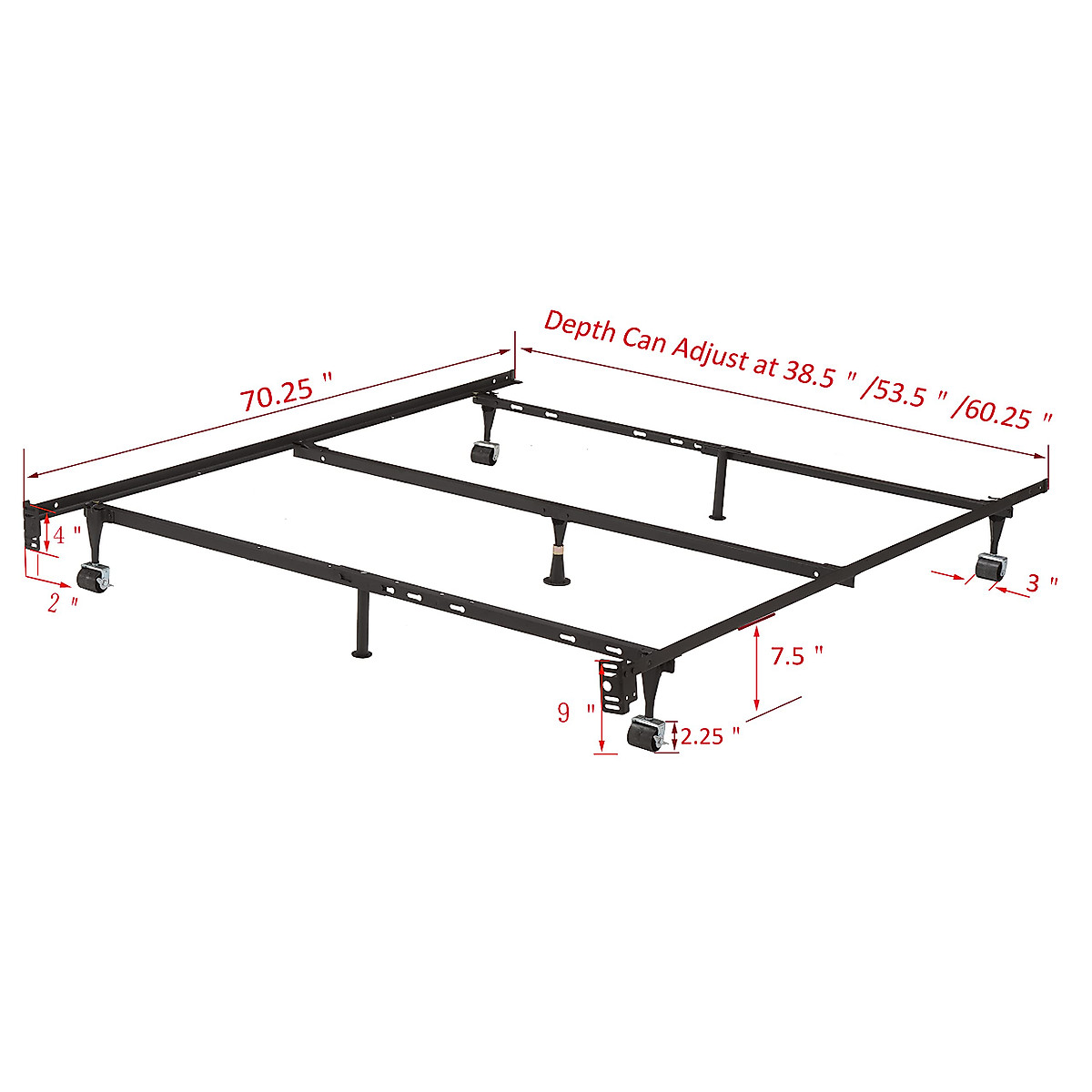 KB Designs – 7 Leg Adjustable Metal Bed Frame with Center Support Legs, Queen/Full/Full XL/Twin/Twin XL Beds