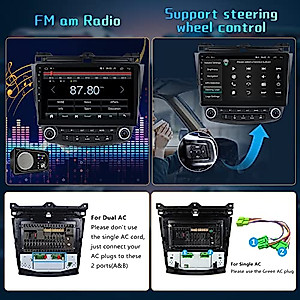 Android 11 Car Stereo for Honda Accord 7th 2003 2004 2005 2006 2007 Built-in Wireless Carplay Android Auto 10 Inch Touchscreen Radio with Backup Camera GPS WiFi HiFi Bluetooth Steering Wheel Control