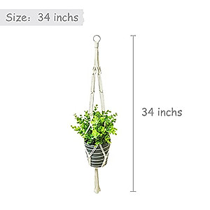 Lynnda Macrame Wall Hanging Shelves, Macrame Plant Hangers of 2, Boho Home Wall Decor Floating Shelves with Detachable Stick