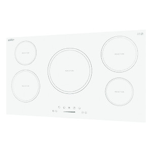 Summit SINC5B36W 36-inch 5 burner Digital Electric Induction Cooktop, White Ceramic Glass, 208V-240V, 9300W, Child lock, Energy Efficient, Timer, Easy to Clean