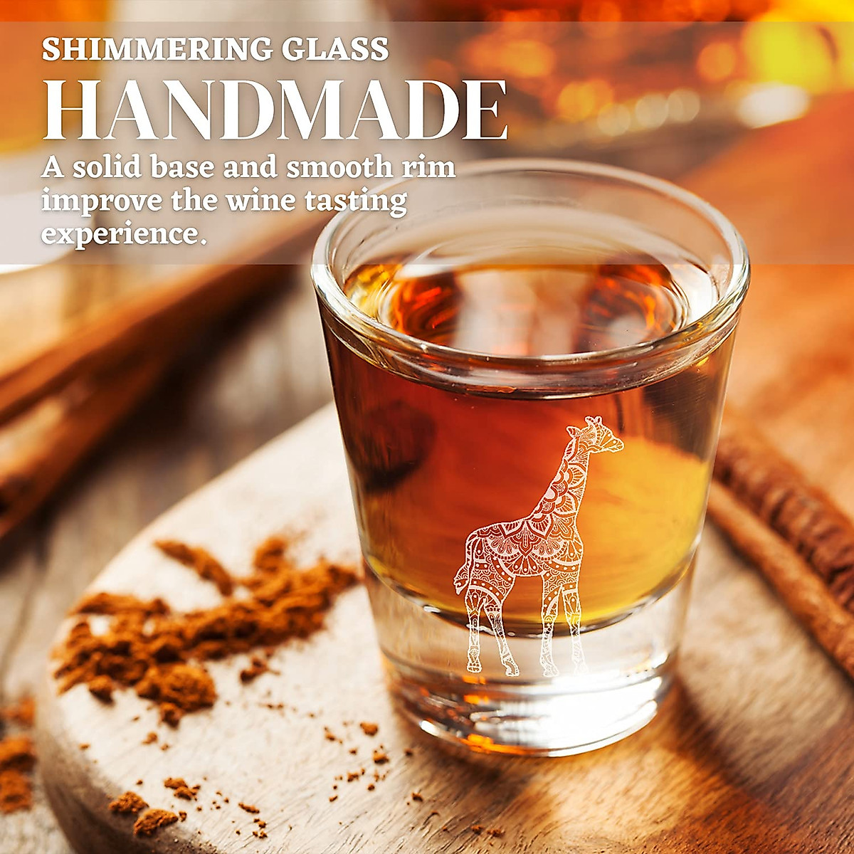 Onebttl Animal Themds Shot Glass Set of 2, 1.5oz Shot Glasses Set for Women, Boss Lady for Christmas, Birthday, White Elephant - Giraffe Gifts